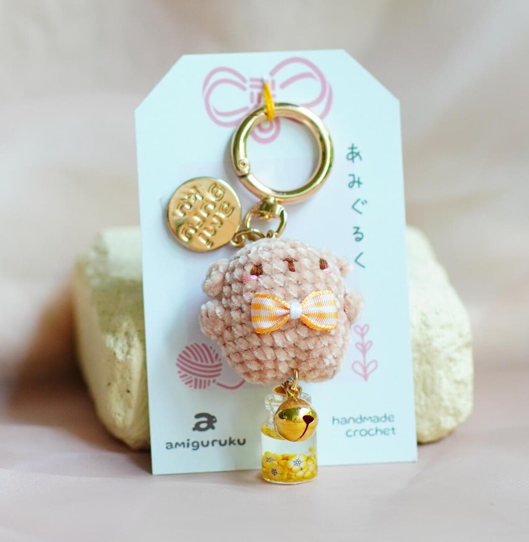 Amigurumi Crochet Brown Bear Keychain: Handmade Yarn Charm - Etsy