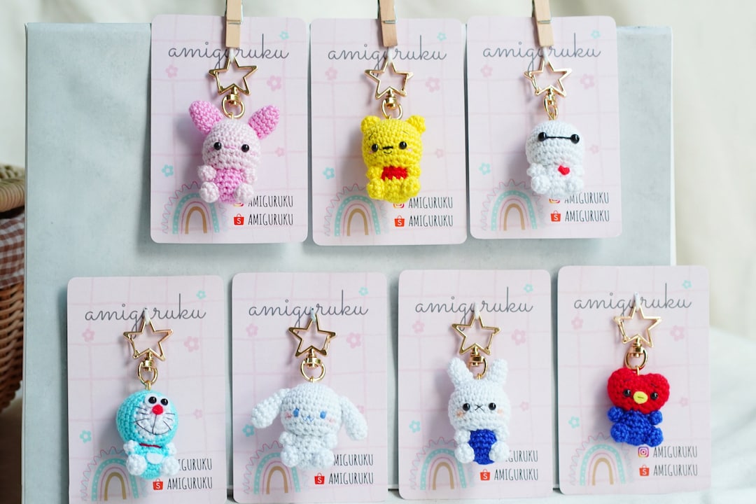 Mini Amigurumi Crochet Keychain Cute Character actual Keychains - Etsy