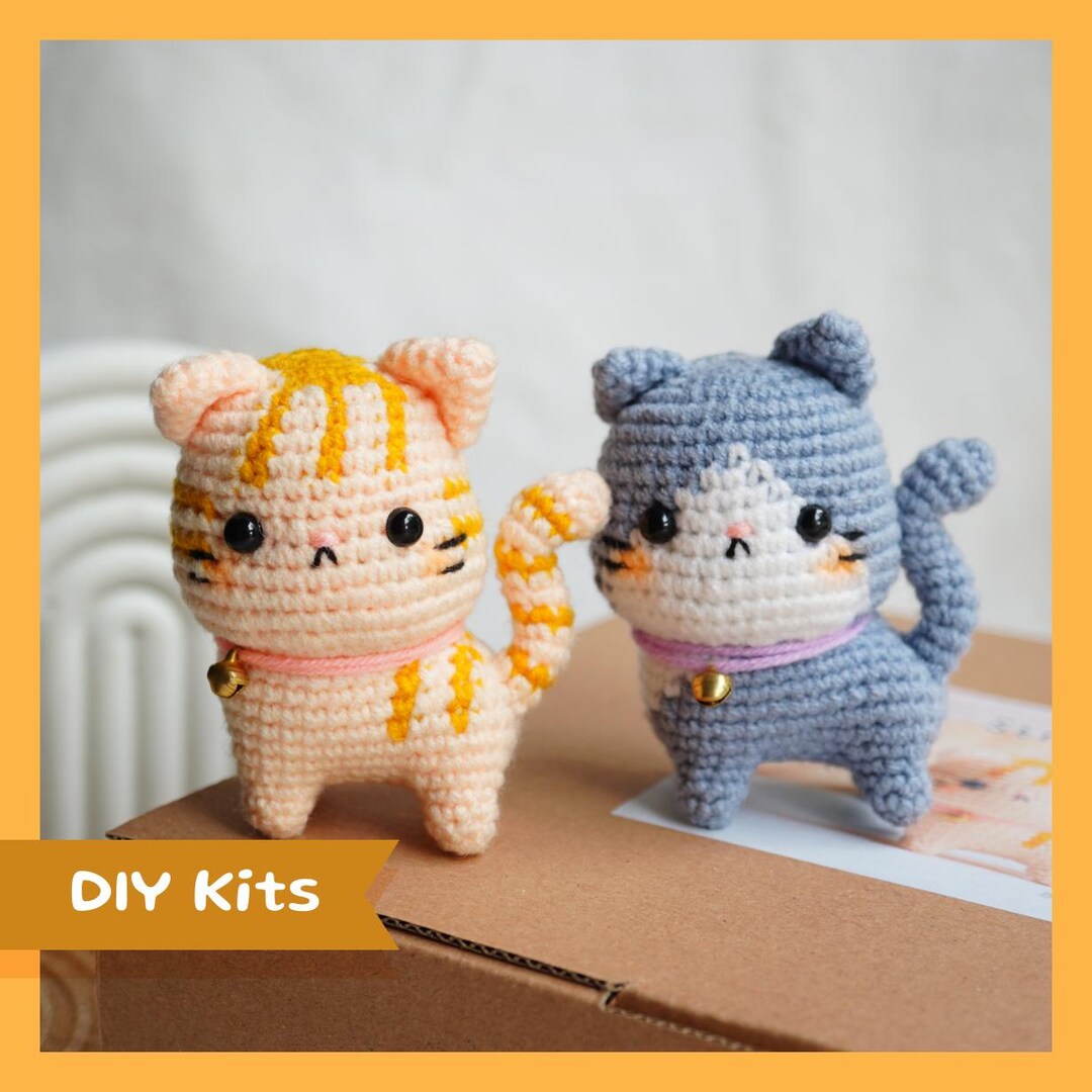 DIY Crochet Kits - Striped Tabby and Bicolor Cat - Etsy