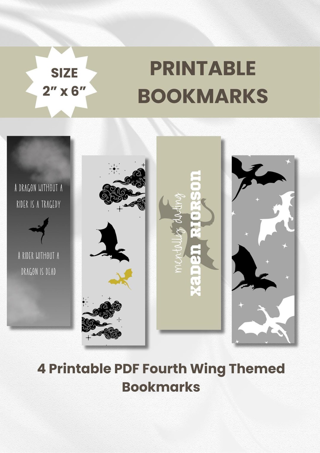 4 Printable Fourth Wing Bookmarks | Iron Flame | Onyx Storm | Empyrean ...