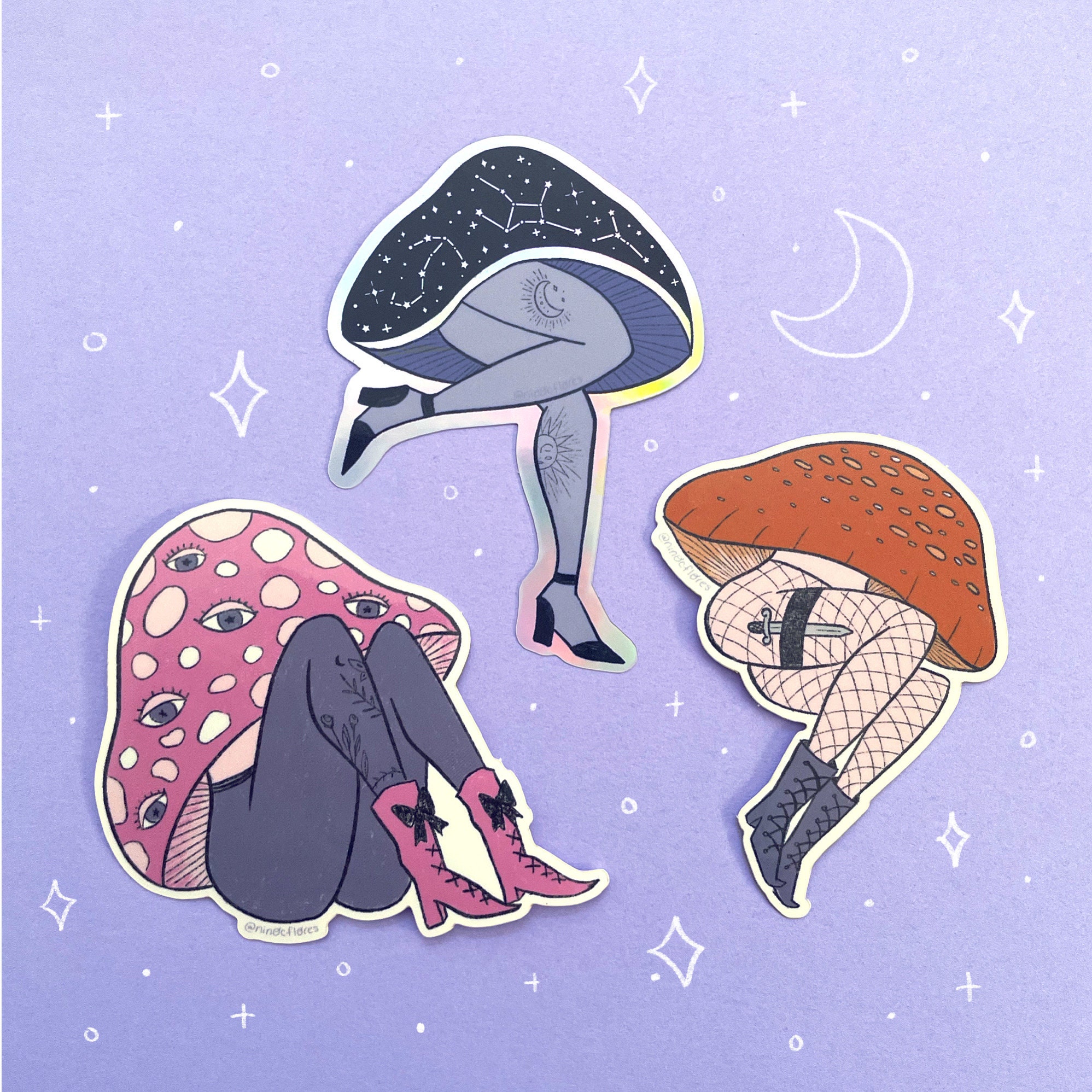 Mushroom Ladies Vinyl Sticker Set - Etsy