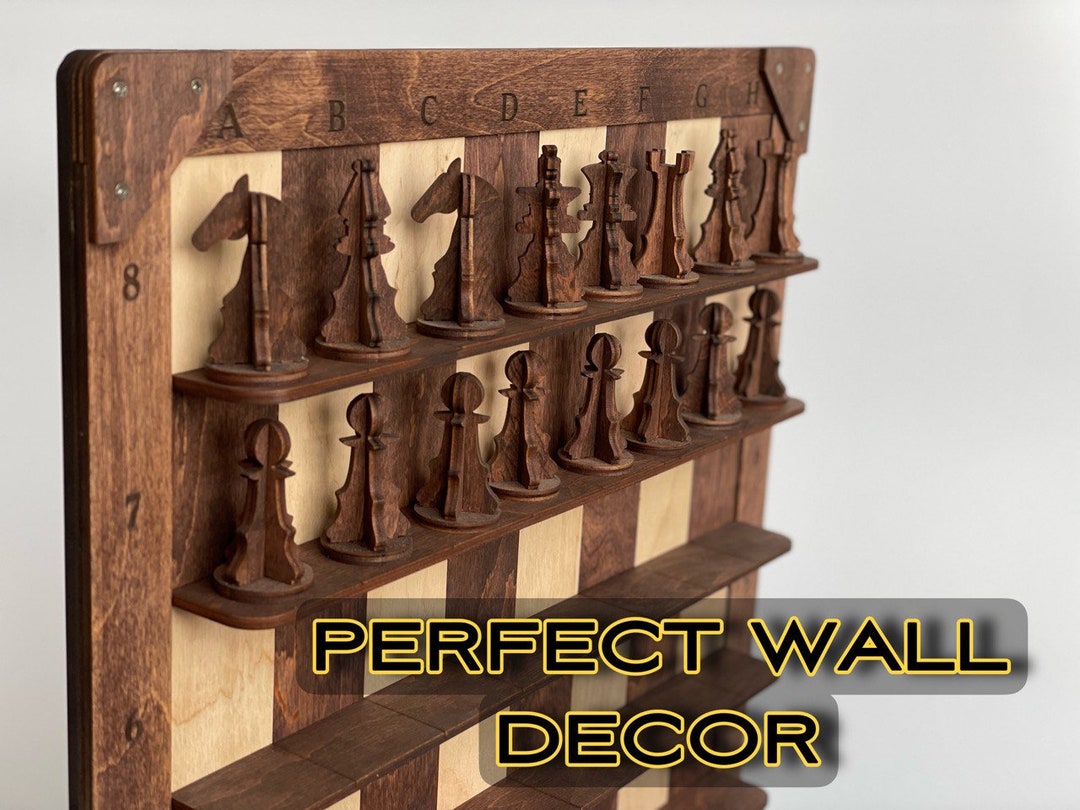 Vertical Chess Set Wooden Board Gift Wall Art Library Wood - Etsy