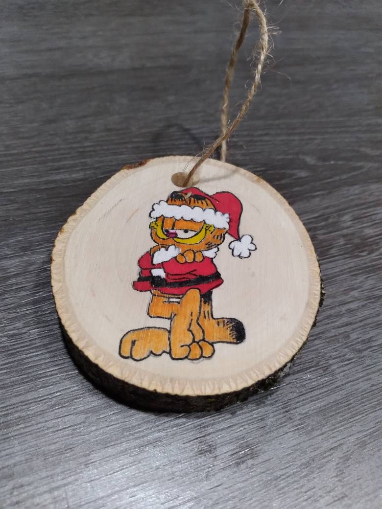 Garfield Ornament, Garfield and Friends, Garfield Christmas, Wood Slice ...