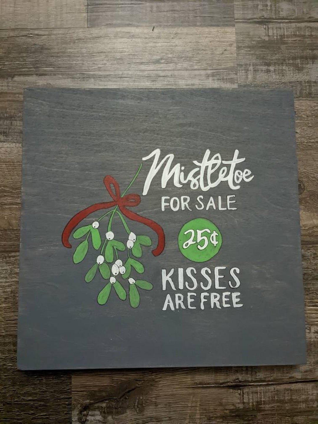 Hand Painted Mistletoe Sign, Shelf Sitter, Christmas Wall Decor ...