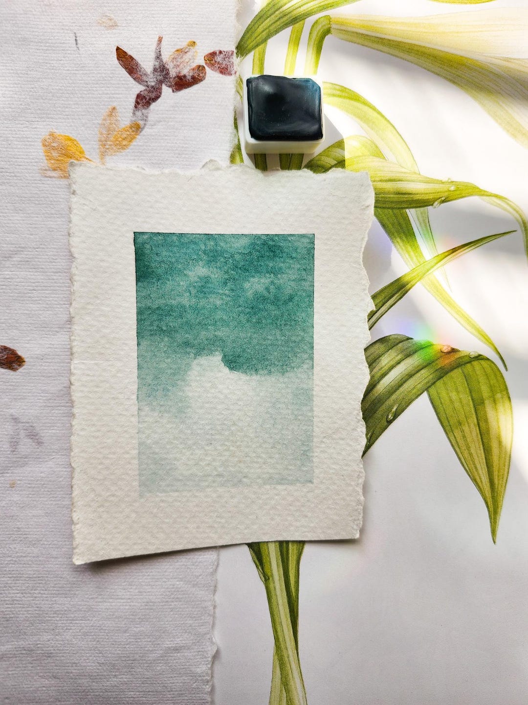 Handmade Teal Mist Watercolor Paint: Granulating Half Pan - Etsy