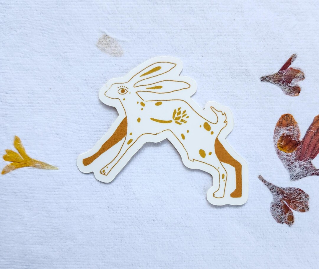 A Little Hare Vinyl Die Cut Sticker, Vinyl Folk Art Sticker Durable ...