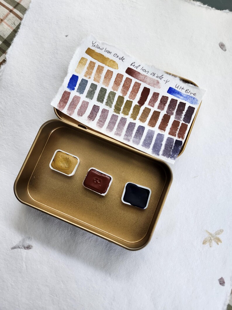 Handmade Watercolor Primary Colors Set | Quarter Pan Set Iron Oxide ...