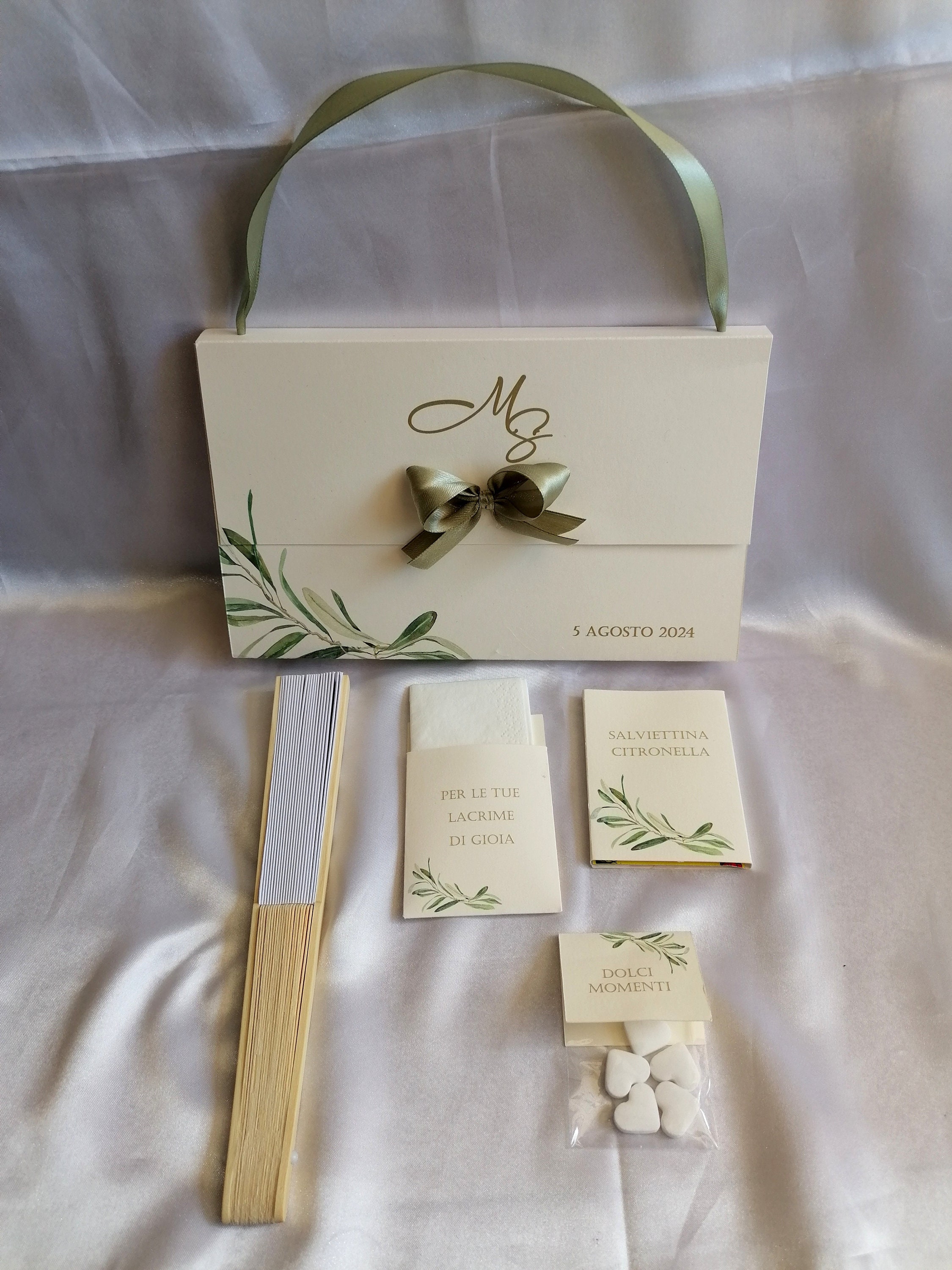 OFFERTA 60 pezzi Wedding bag matrimonio tema ulivo-greenery kit ...
