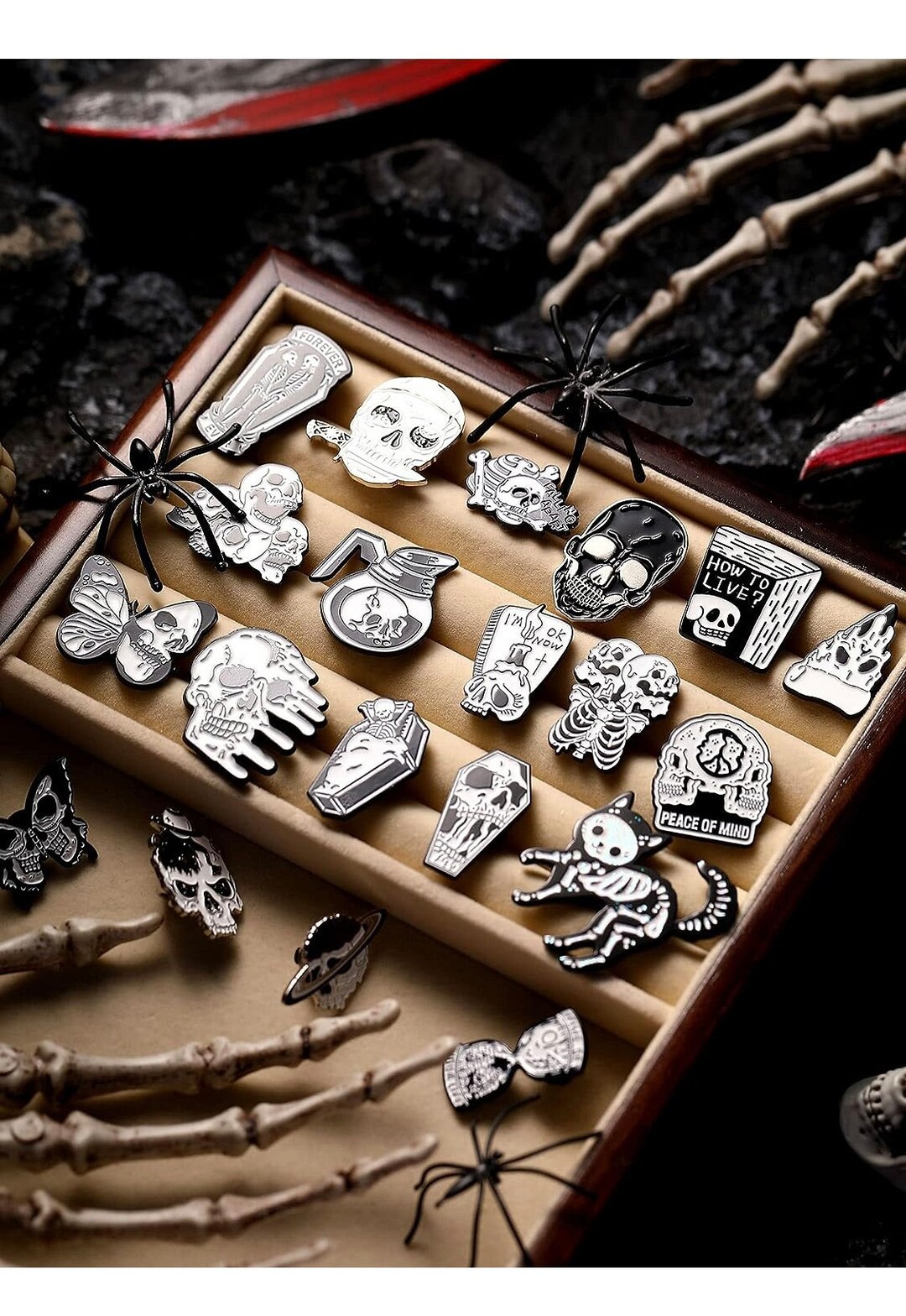 Skeleton Pins, Black and White Skulls, Cats & Coffee - Etsy
