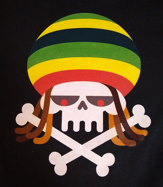 Reggae Rasta Skull Dreads and Crossbones Graphic Printed T-shirt - Etsy