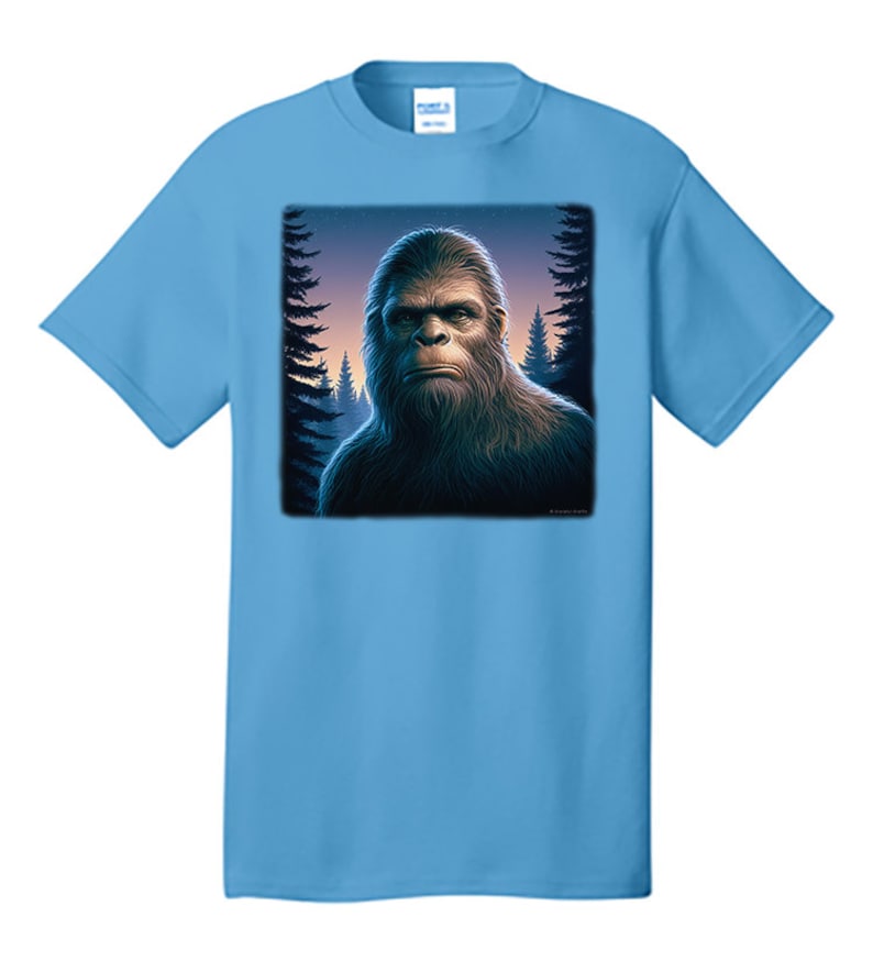 Realistic Bigfoot Face T-shirt Sasquatch in Woods at Night With Trees ...