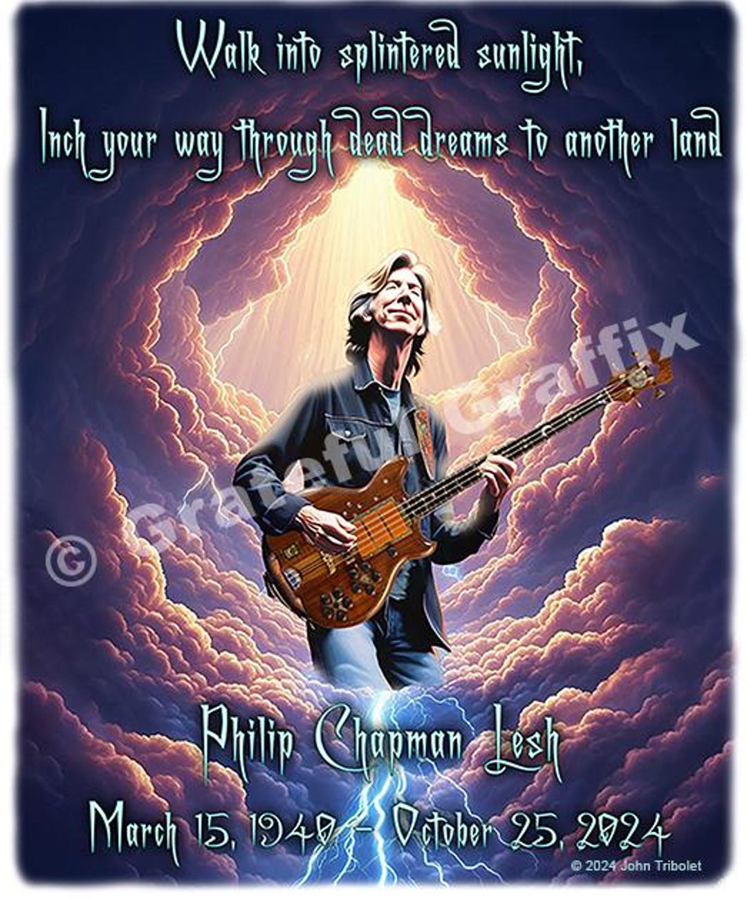 Phil Lesh T-shirt Grateful Dead Box of Rain Quote Tribute Memorial Tee ...