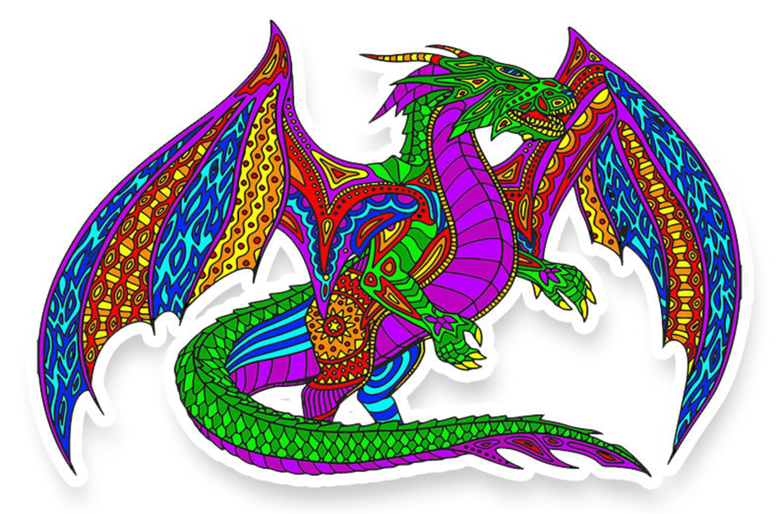 Colorful Dragon Vinyl Sticker Decal - FREE Shipping - Etsy