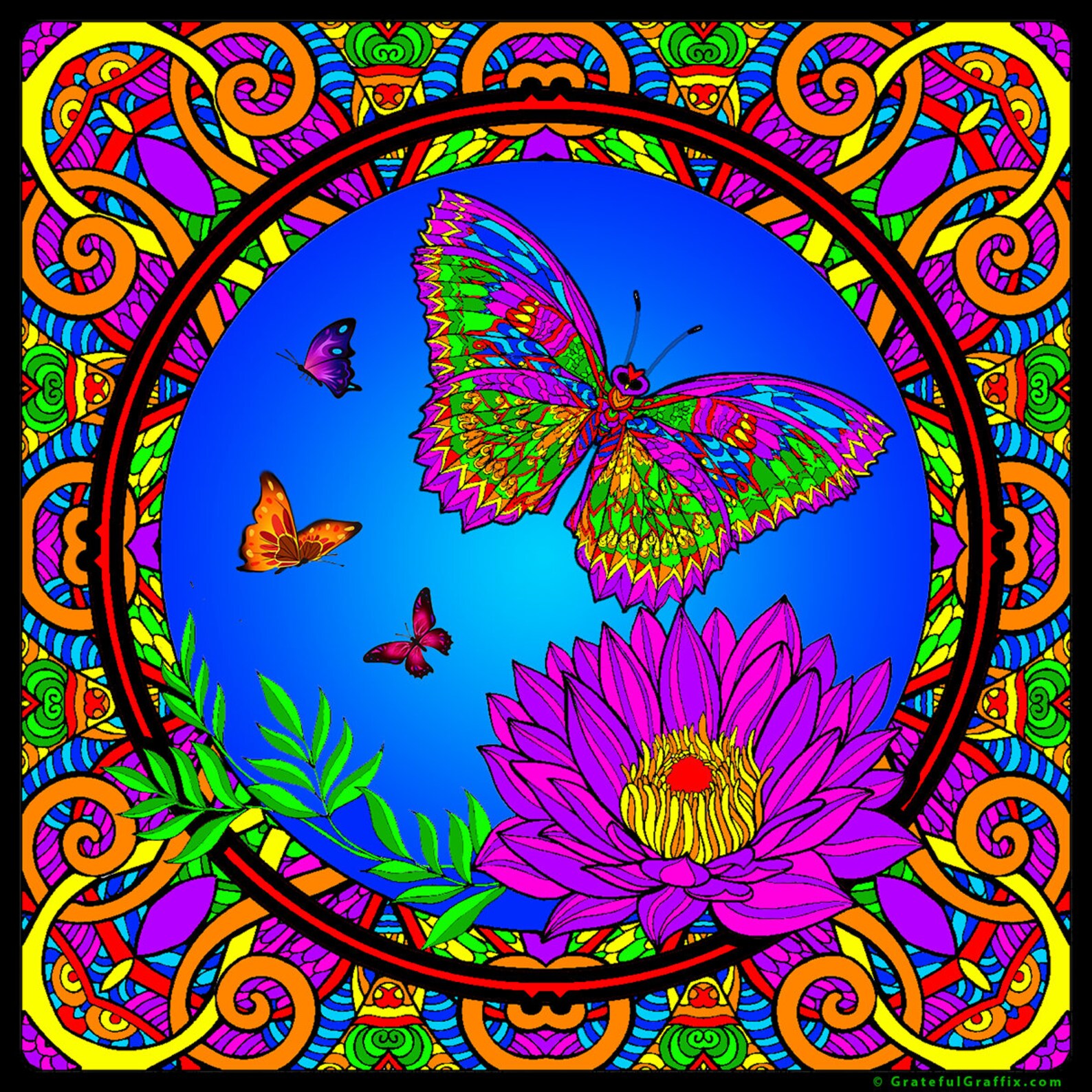 Trippy Crazy Colorful Butterflies Window Sticker Decal FREE Shipping ...