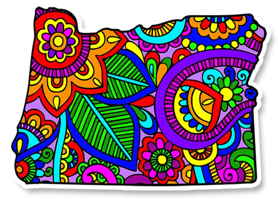 Colorful Oregon Vinyl Sticker Decal - FREE Shipping - Psychedelic State ...