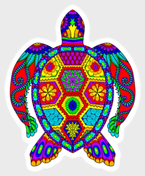 Colorful Sea Turtle Vinyl Sticker Decal - FREE Shipping - Etsy