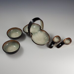 Ceramic Condiment Caddy, Condiment Set, Double Bowl, Mini Bowl Set ...