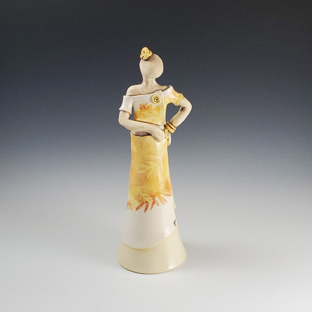 Elegant Lady Figurine, Ceramic Sculpture Handmade, Pottery Lady ...
