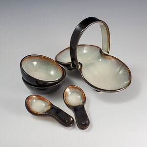 Ceramic Condiment Caddy, Condiment Set, Double Bowl, Mini Bowl Set ...