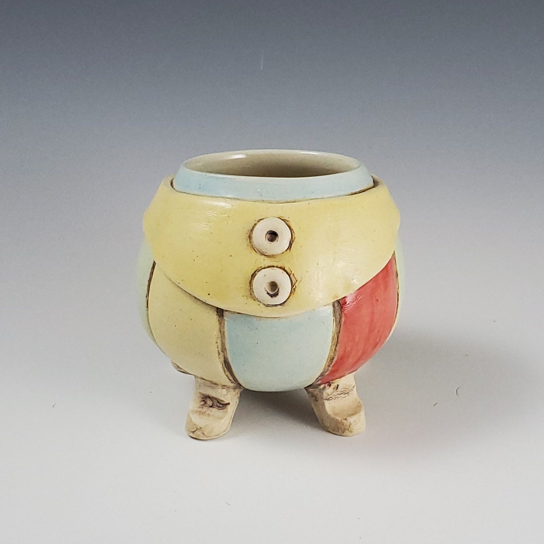 Whimsical Ceramic Pot: Handmade Colorful Pottery Bowl With Legs - Etsy