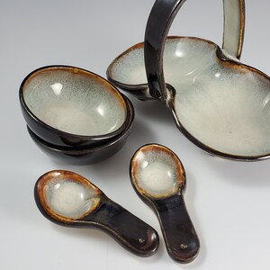 Ceramic Condiment Caddy, Condiment Set, Double Bowl, Mini Bowl Set ...