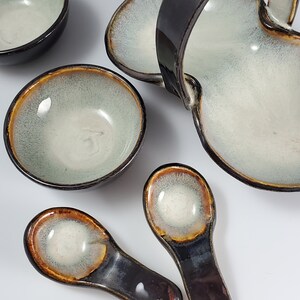 Ceramic Condiment Caddy, Condiment Set, Double Bowl, Mini Bowl Set ...