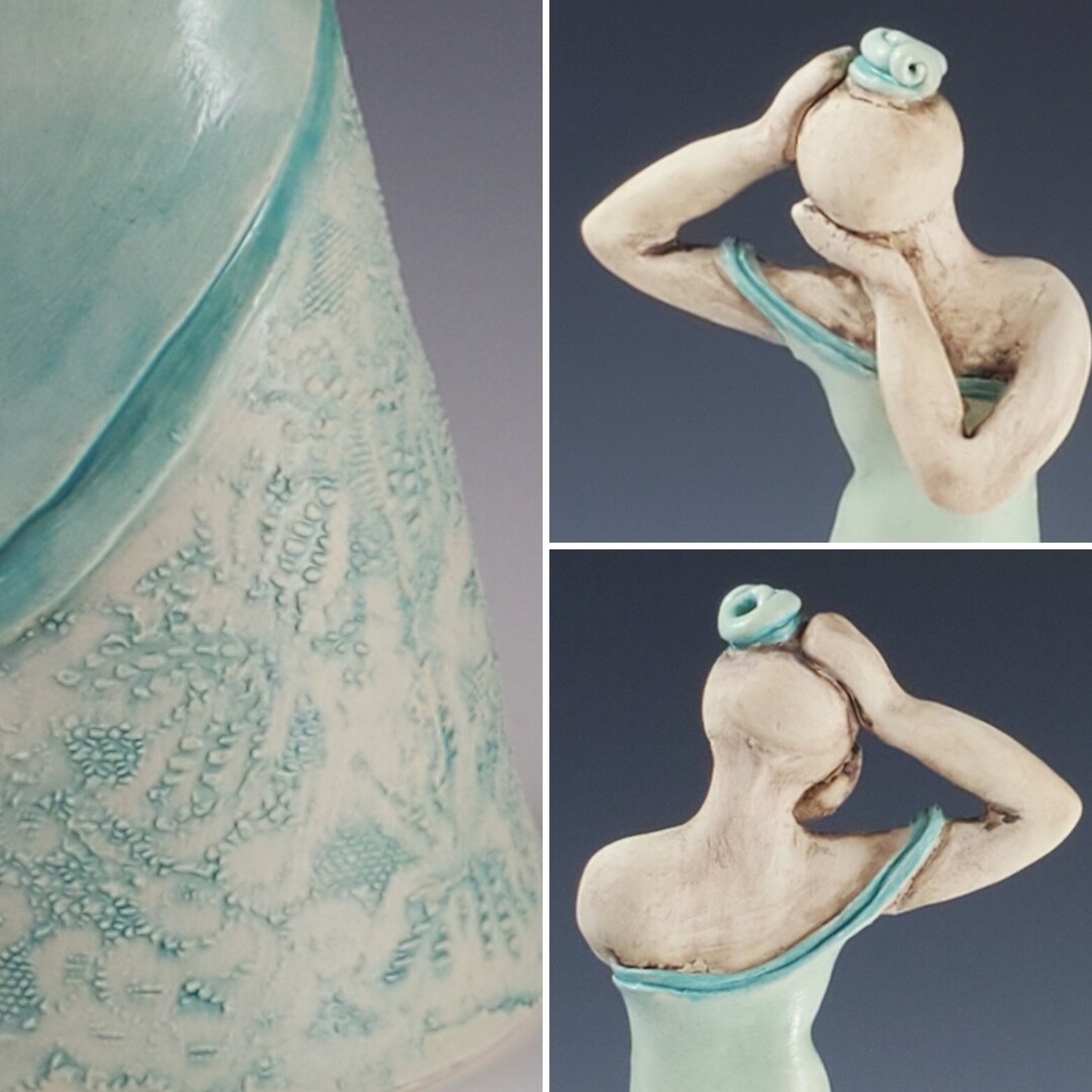 Elegant Lady Figurine, Ceramic Sculpture Handmade, Pottery Lady ...