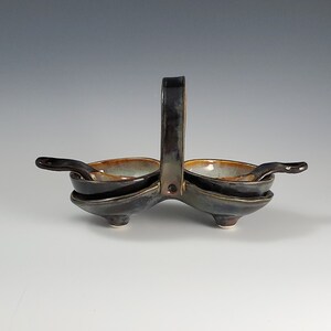 Ceramic Condiment Caddy, Condiment Set, Double Bowl, Mini Bowl Set ...