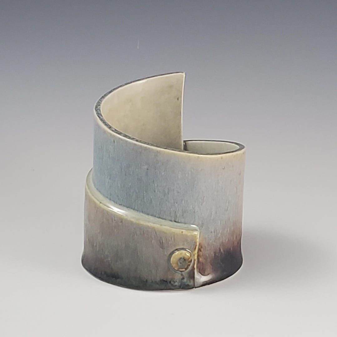 Blue Wrap Around Ceramic Cylinder Vase, Decorative Handmade Ceramics ...