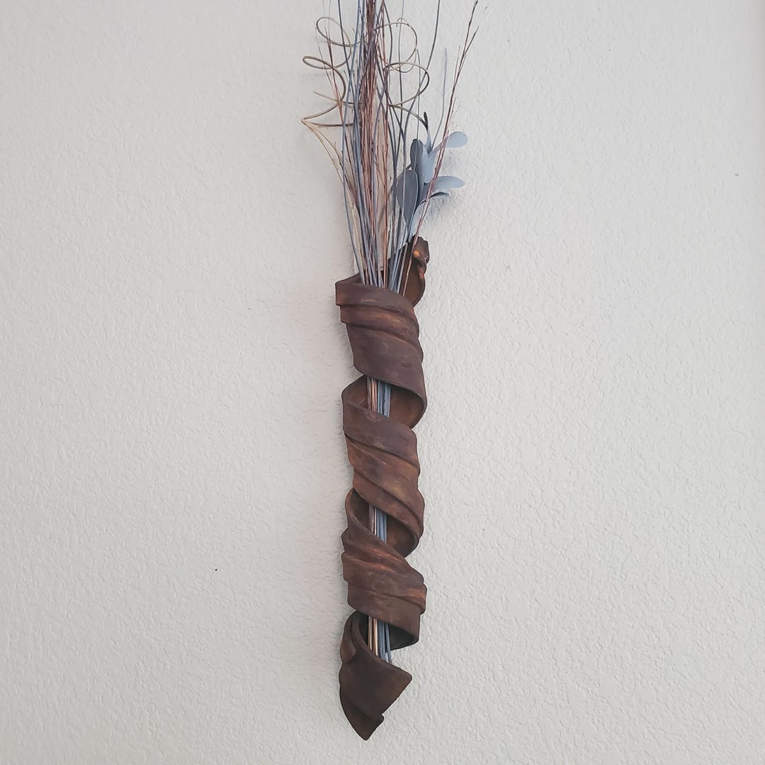 Handmade Rusted Ceramic Wall Art: Twisted Pottery Decor (15.25" Long ...