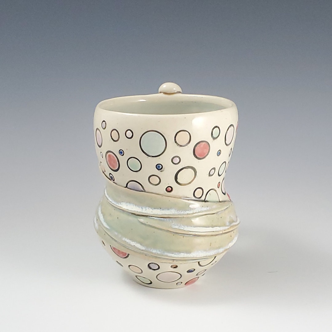Ceramic Polka Dot Mug 13oz, Handmade Pottery Mug, Polka Dot Pottery ...