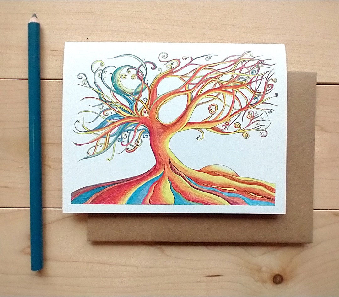 Stretching Tree Card - Etsy