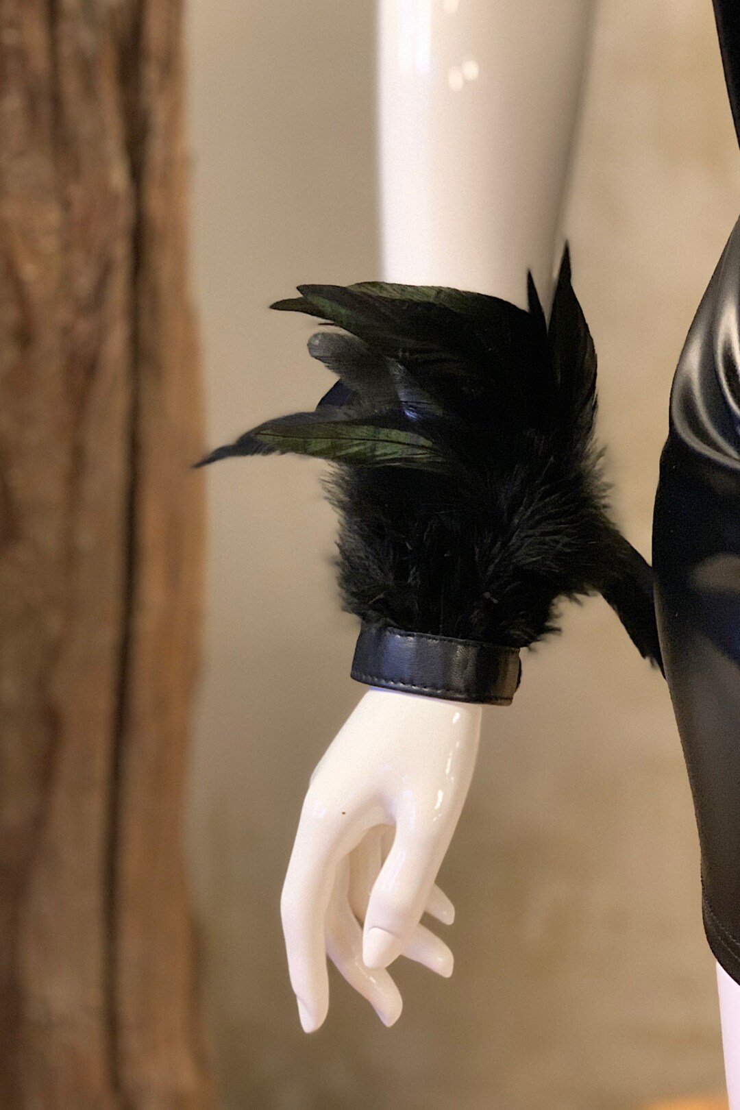 Feather Bracelet Hand Cuff Real Leather Feathers Accessory Cuff ...