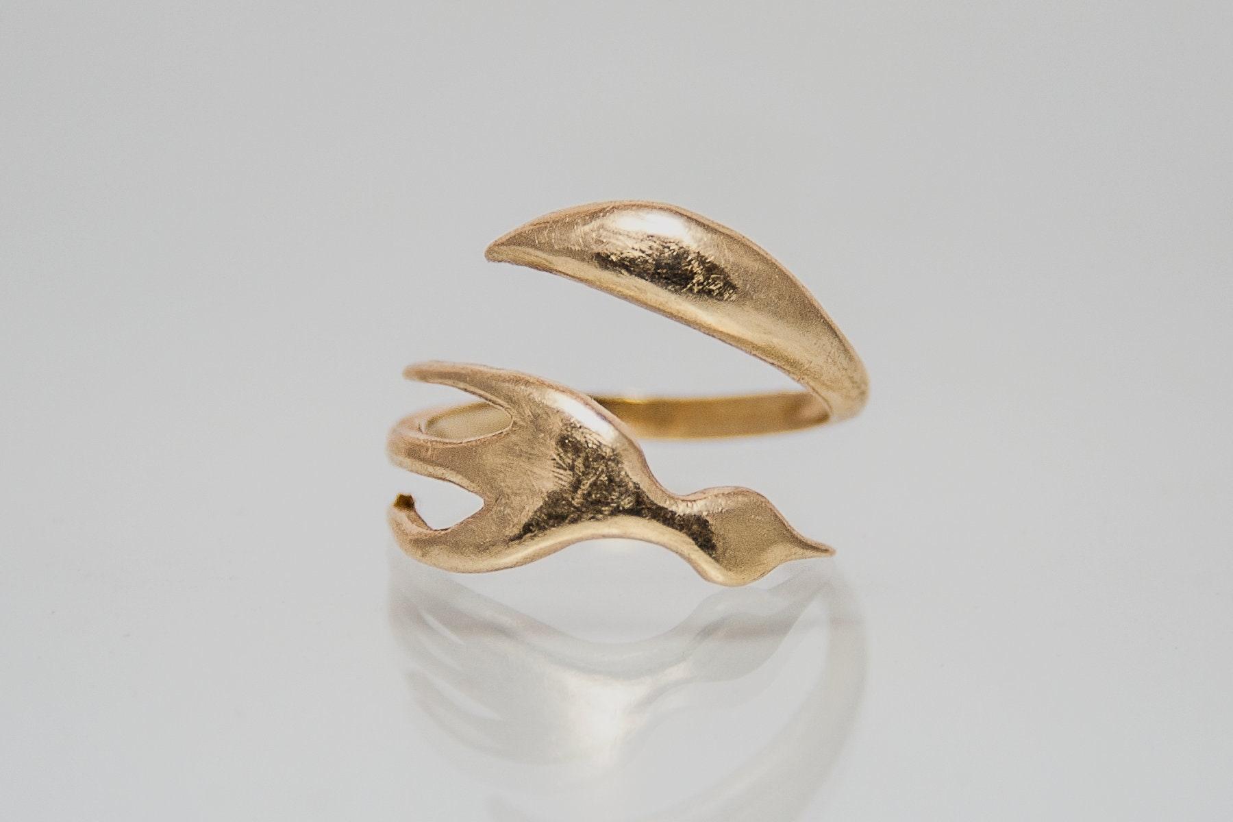 14K Gold Phoenix Ring, Solid Gold Phoenix Ring, Wrap Ring, Nature ...