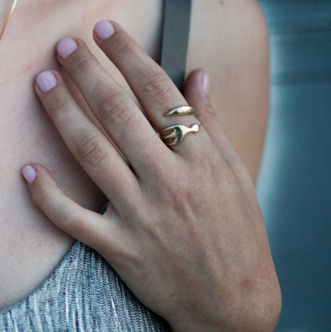 14K Gold Phoenix Ring, Solid Gold Phoenix Ring, Wrap Ring, Nature ...