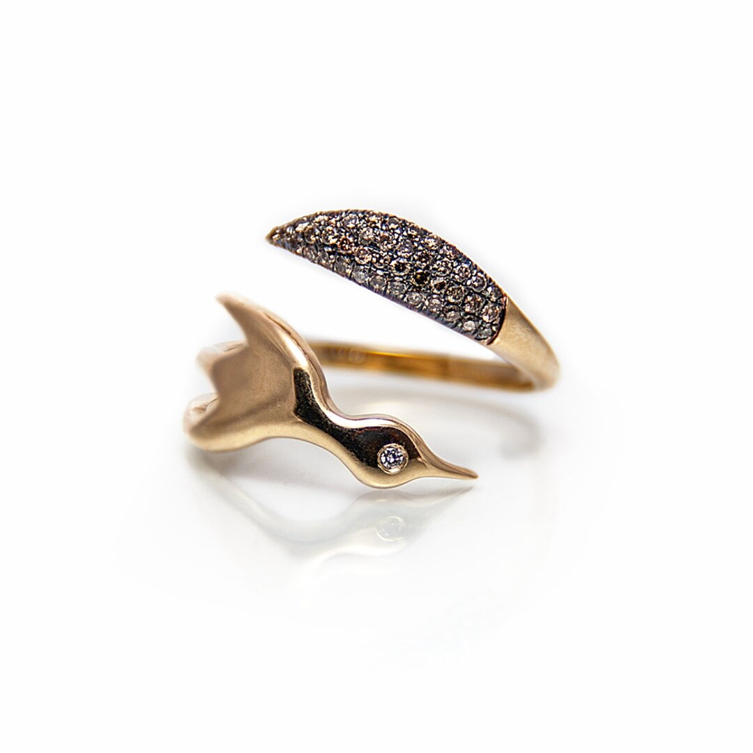 Phoenix Wrap Ring 14K Gold With Diamonds Ring Phoenix - Etsy