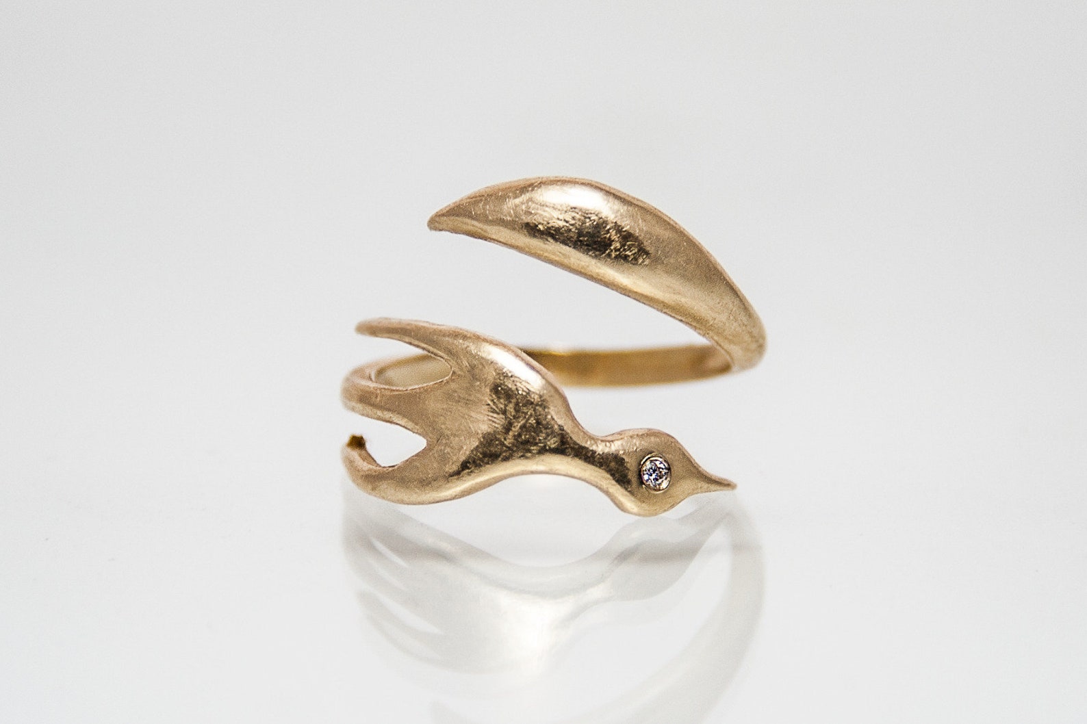 Unique Phoenix Ring, 14K Solid Gold With Blue Sapphire, Bird Ring ...