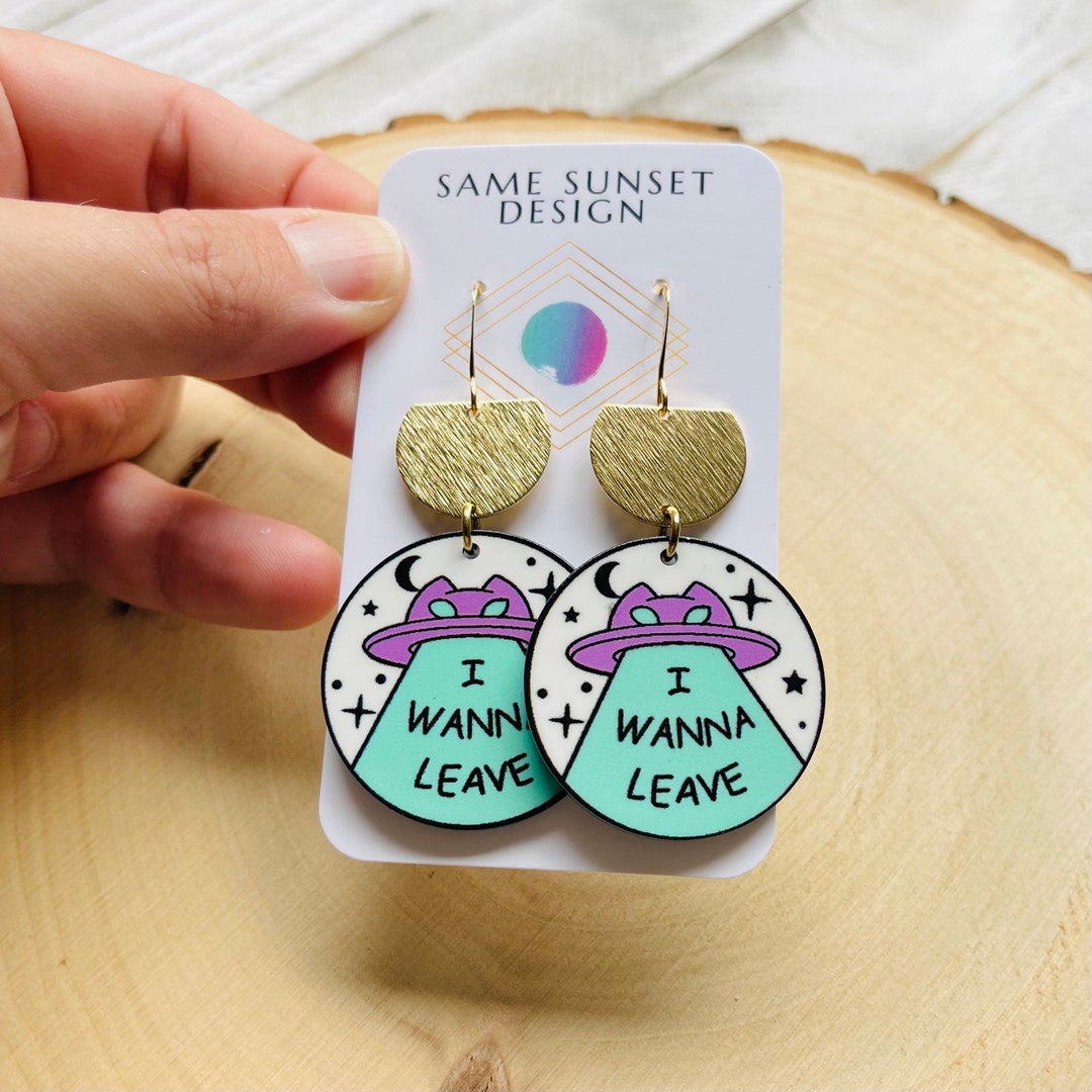 UFO Earrings, Alien Earrings, Witchy Earrings, Pastel Goth, Aliencore ...