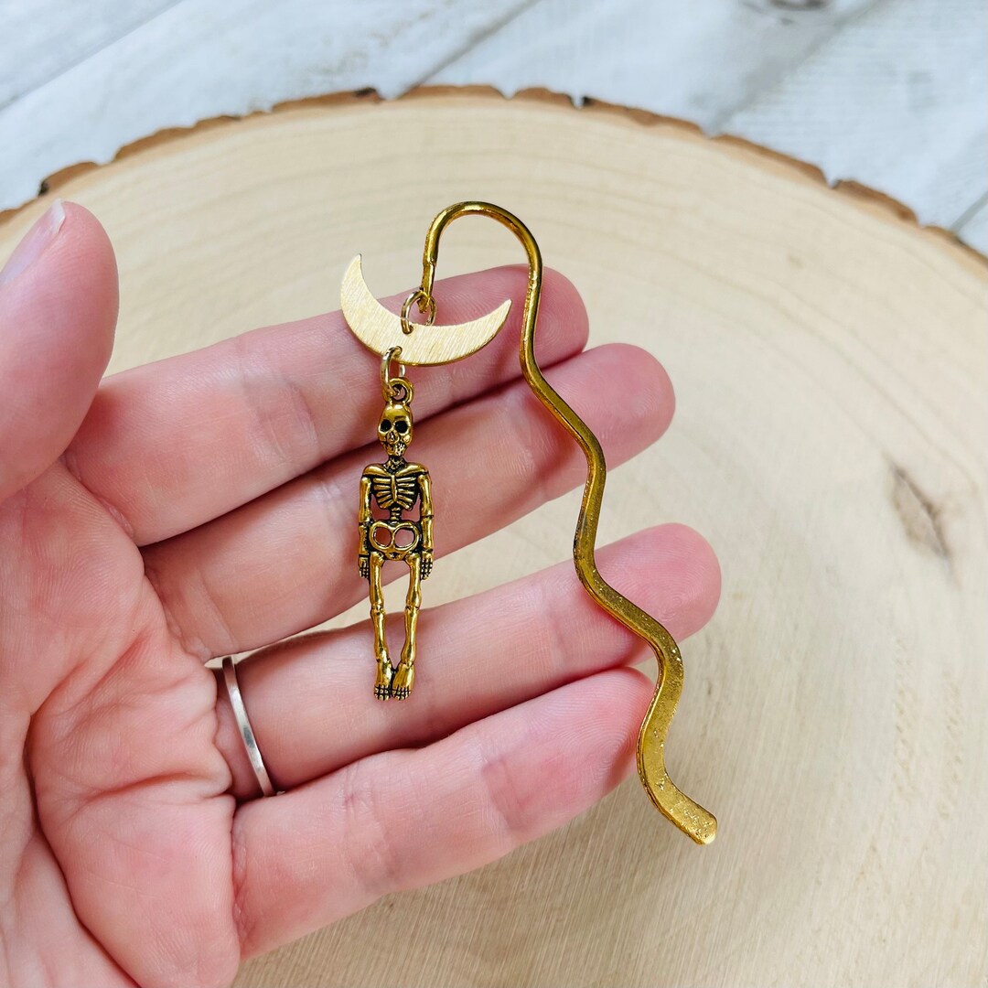 Skeleton Bookmark, Halloween Bookmark, Charm Bookmark, Book Lover Gift ...