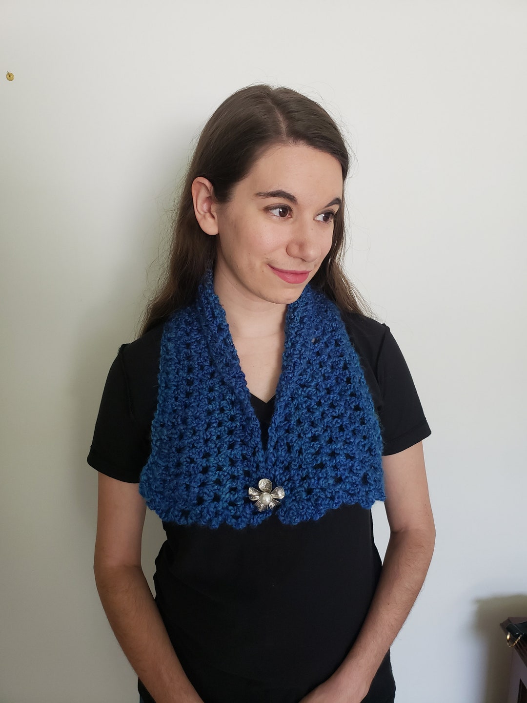Royal Blue Wrap With Floral Button - Etsy