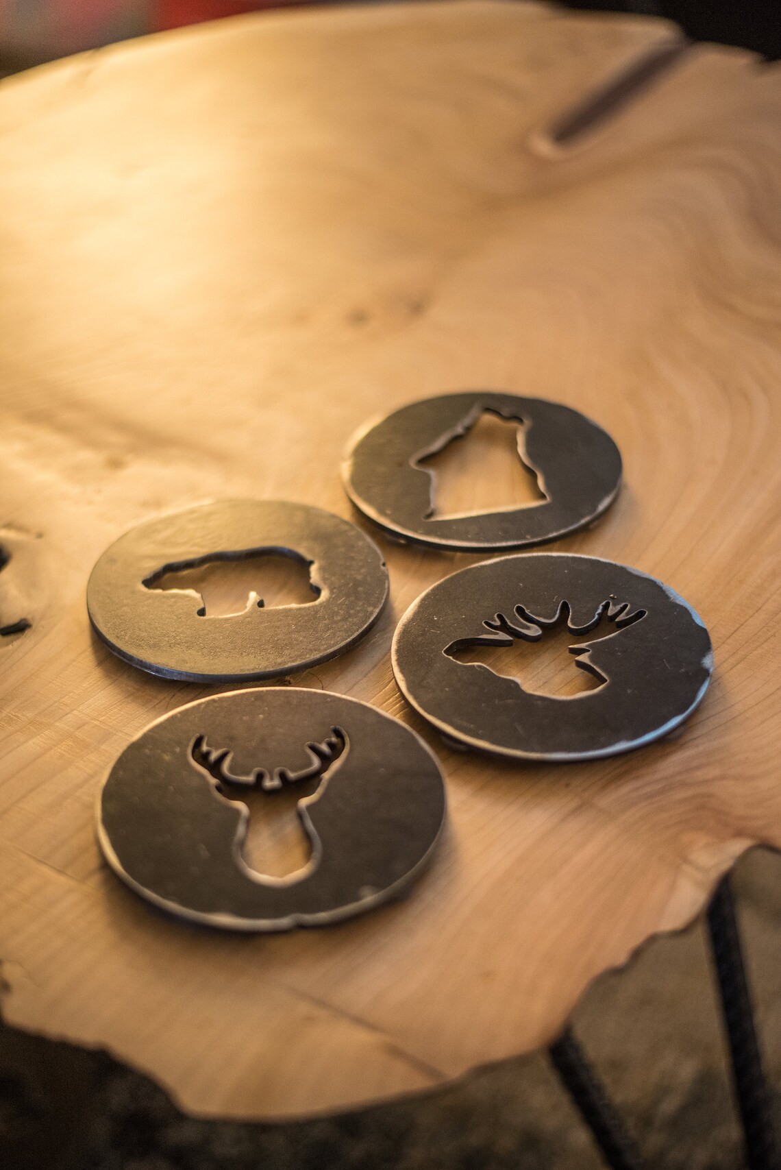 Metal Coaster Set, Steel Table Coasters, Wildlife Table Coasters ...