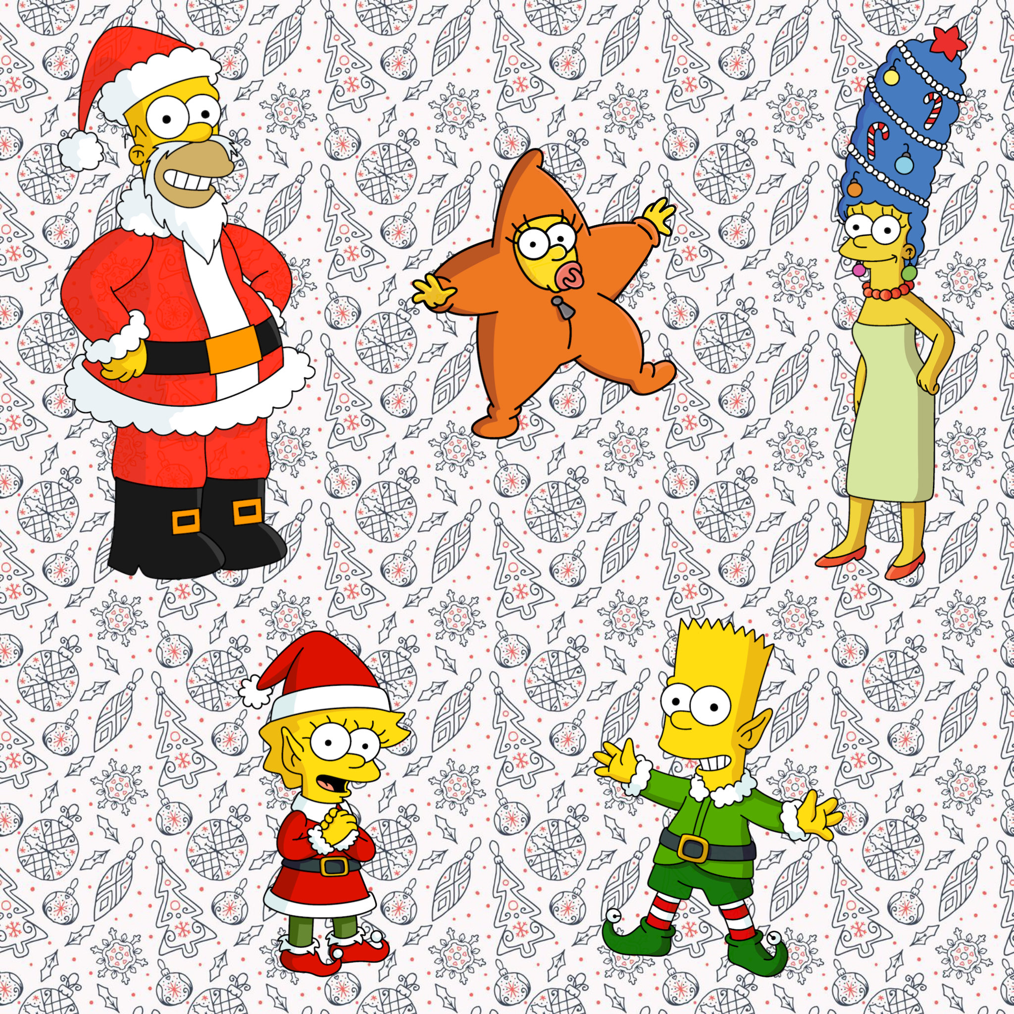 The Simpsons Christmas PNG of Each Character - Etsy