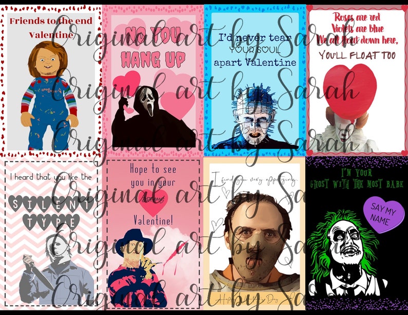 Valentine Day Horror Cards Digital Download PNG - Etsy