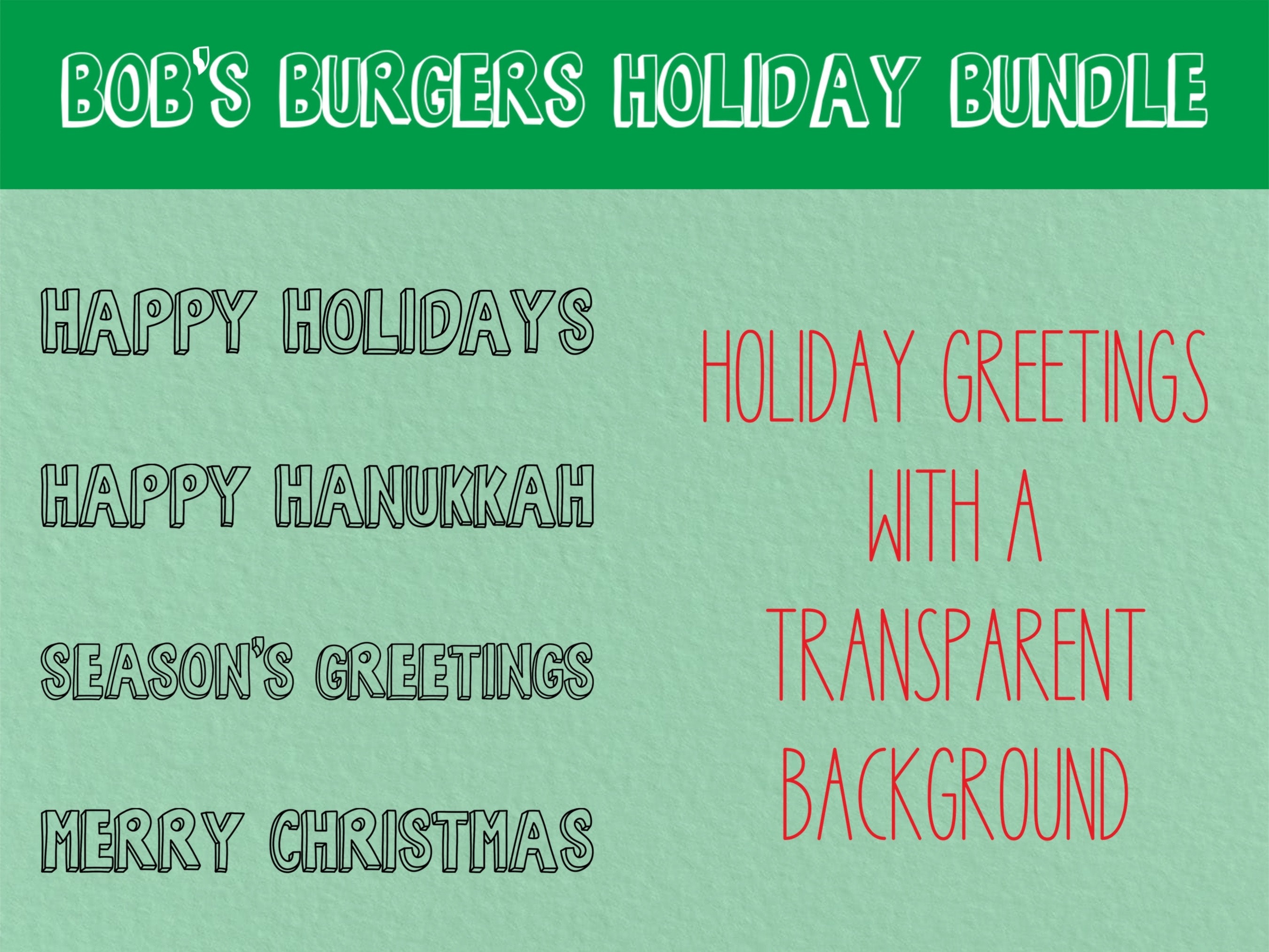 Bobs Burgers Holiday PNG Bundle - Etsy