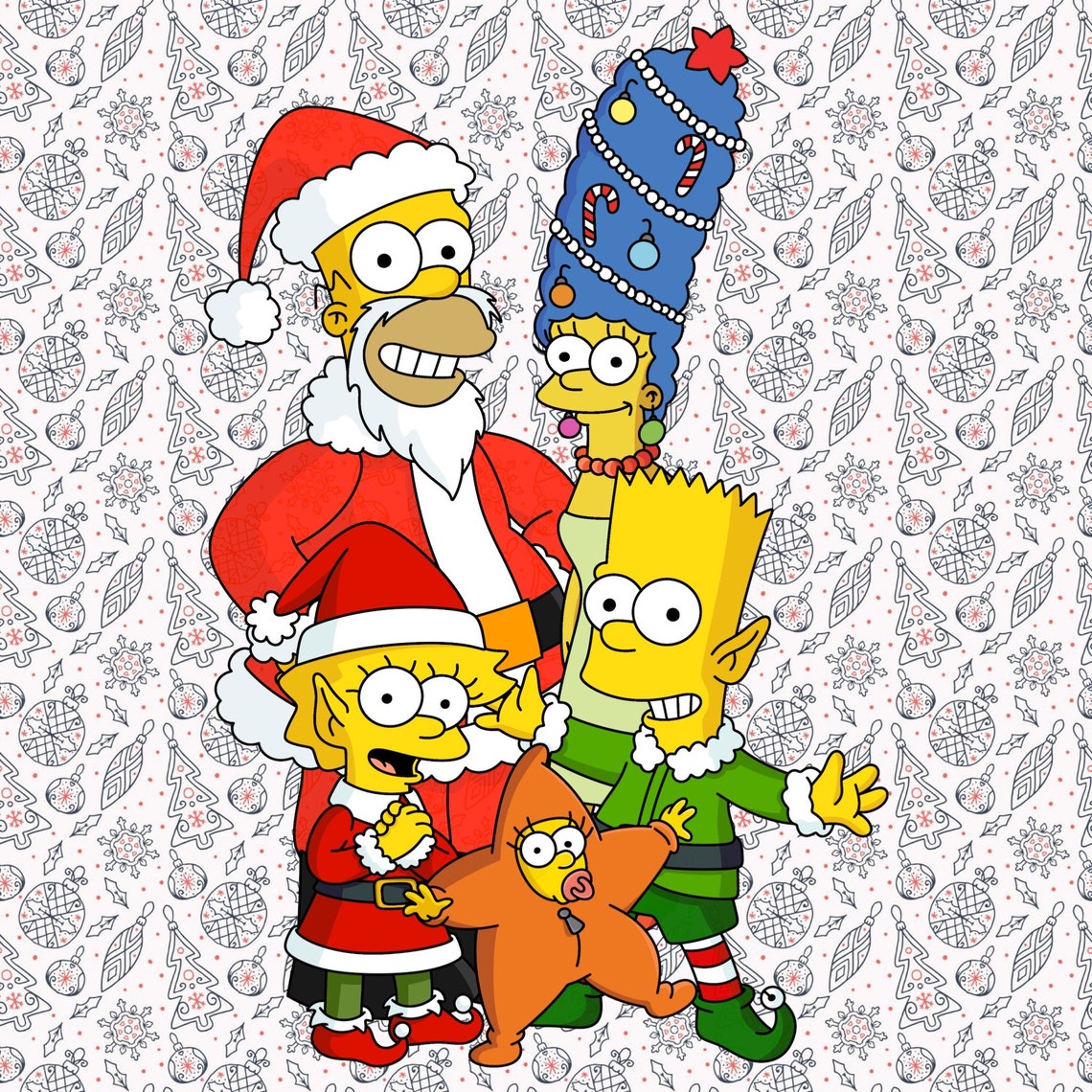The Simpsons Christmas PNG of Each Character - Etsy