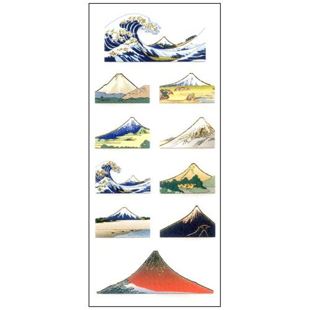 OKUYAMA| Ukiyoe Mount Fuji| Mt. Fuji| Sticker| Gold Leaf| Sticker ...