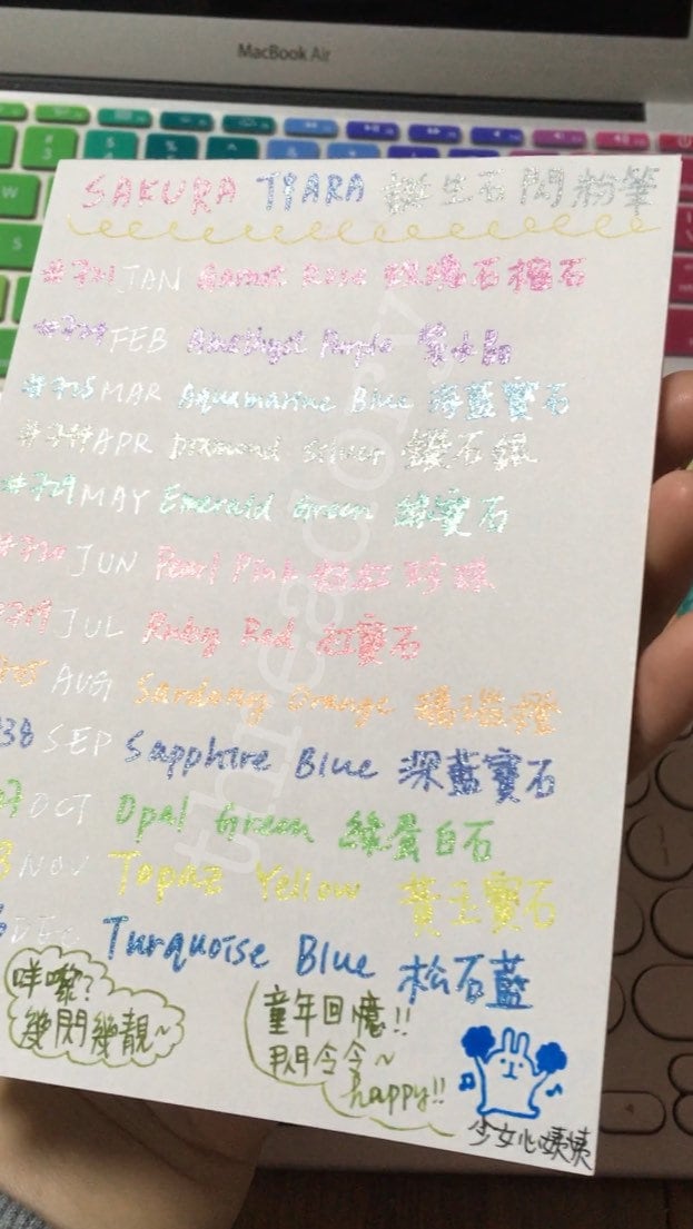 SAKURA TIARA Birthstone Color Pen gel Pen glitter Glimmer - Etsy