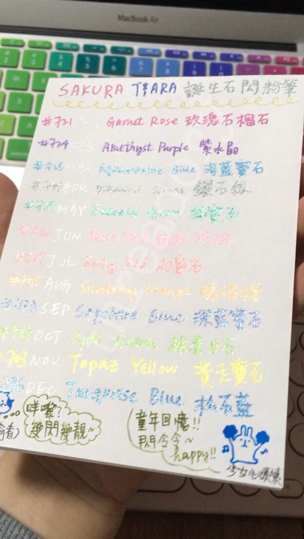 SAKURA TIARA Birthstone Color Pen gel Pen glitter Glimmer - Etsy