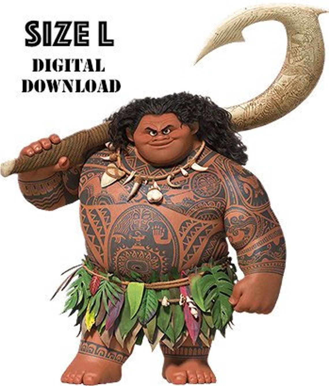 Maui Moana Size L/XL Digital Download. DIY Iron on Costume or Temporary ...