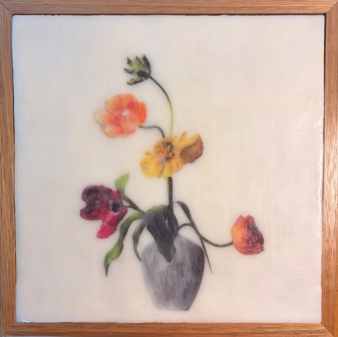 Flourish – Original Encaustic Wax Floral Artwork | Mixed Media | 28cm ...